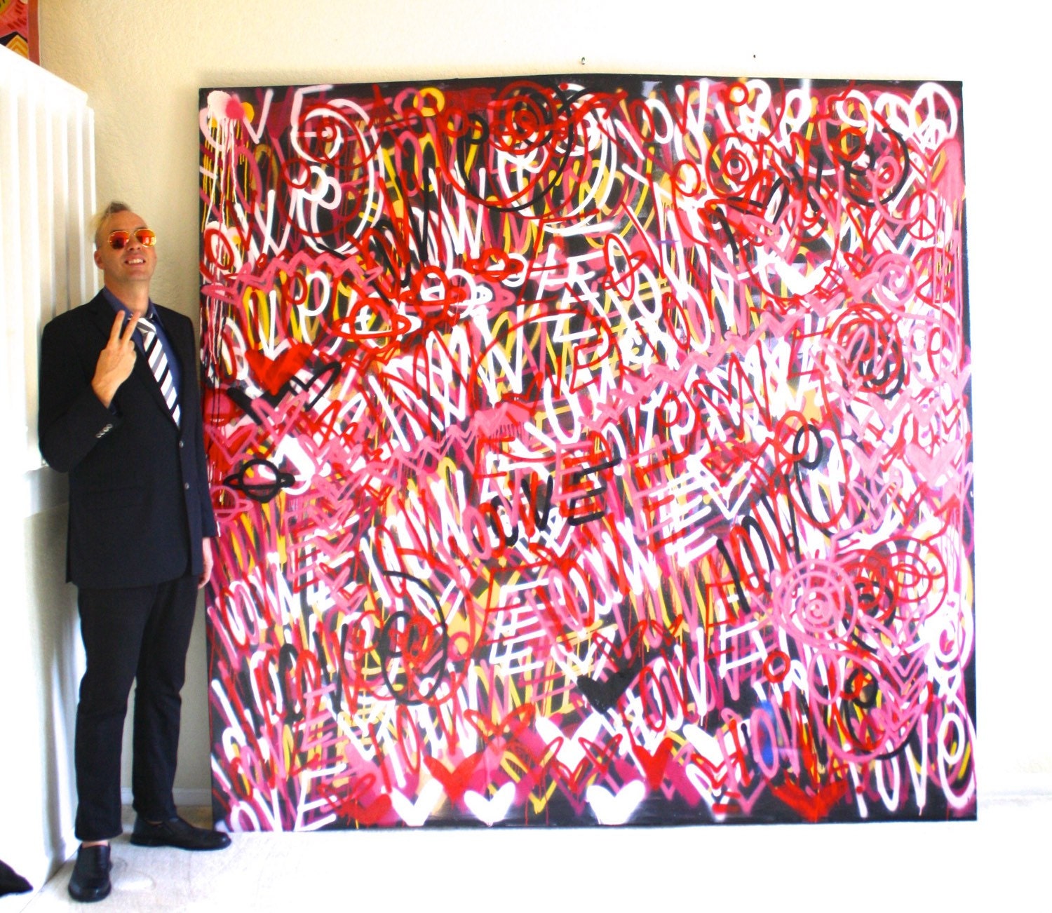 FREE SHIPPING Original 96 X 96 Love Modern Street Art Rolled up ...