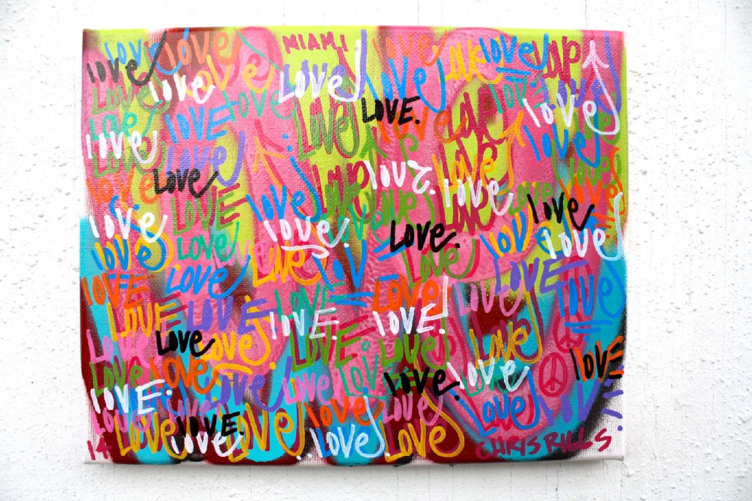 ORIGINAL Street Art Abstract Graffiti Word Colorful Modern Contemporary ...