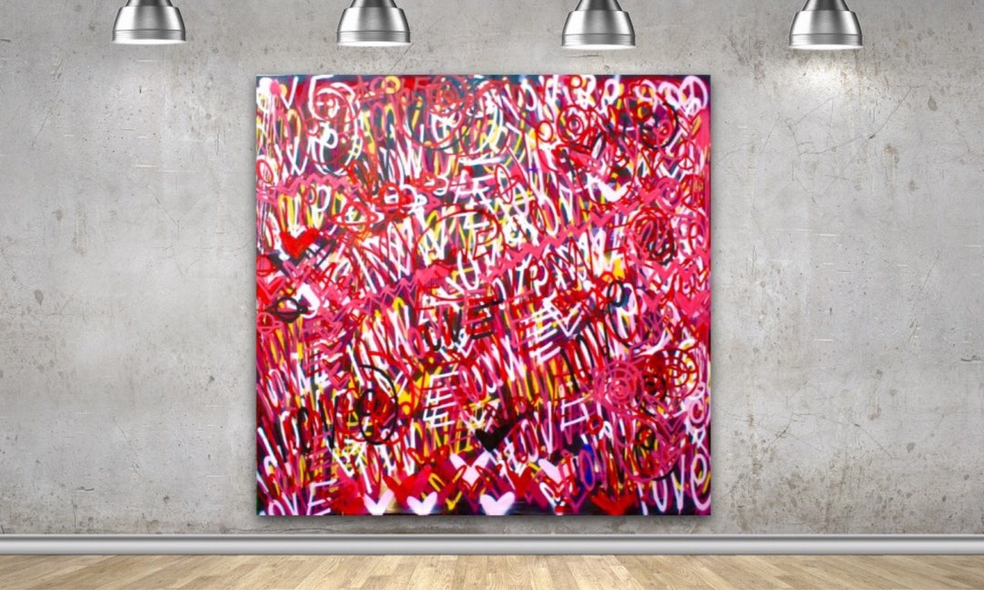 FREE SHIPPING Original 96 X 96 Love Modern Street Art Rolled up ...