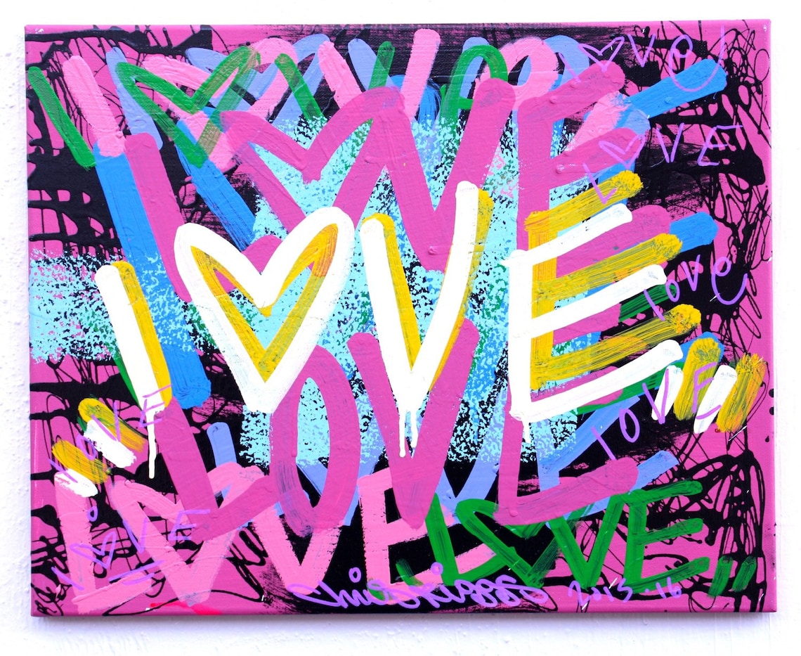 ORIGINAL Love Valentine's Day Painting Contemporary Street Art Nyc ...