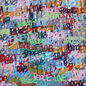 ORIGINAL Large Love Peace Abstract Street Art Urban Pop Art Acrylic ...