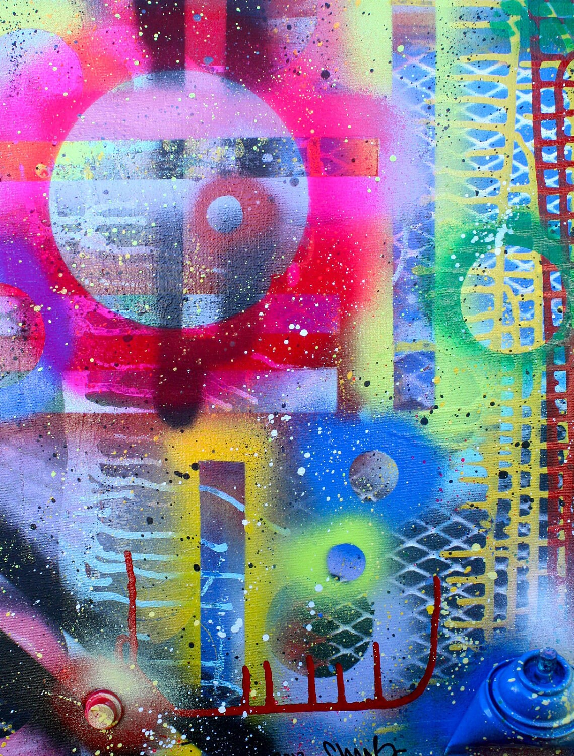 ORIGINAL Abstract Contemporary Pop Art Fine Art Spray Paint Modern ...