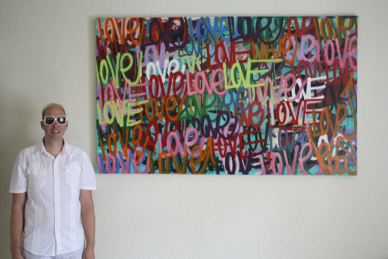 Original Love Art Word Art Modern Contemporary Signed Painting. - Etsy