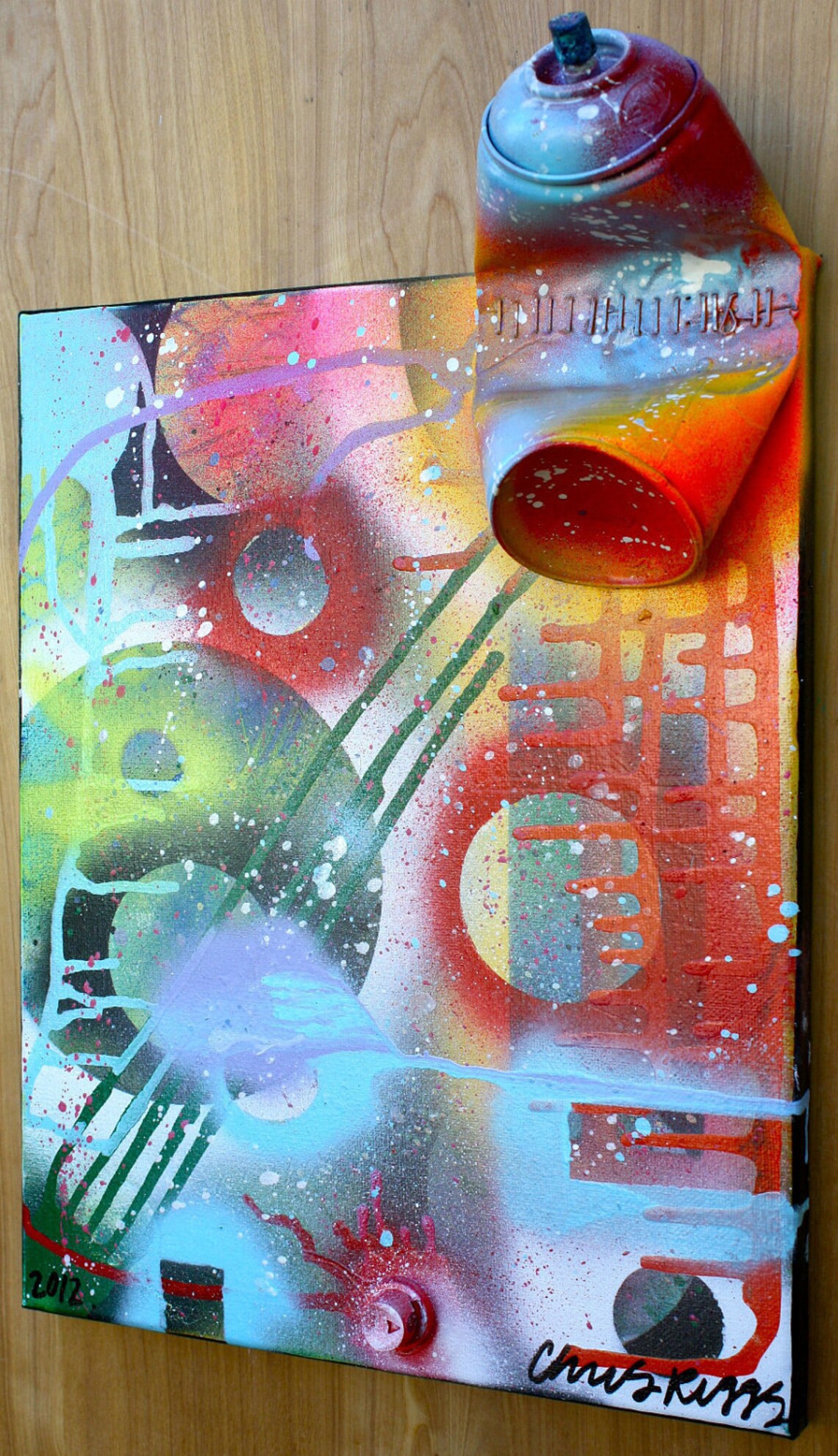 ORIGINAL Abstract Contemporary Urban Cubism Fine Art Spray Paint ...