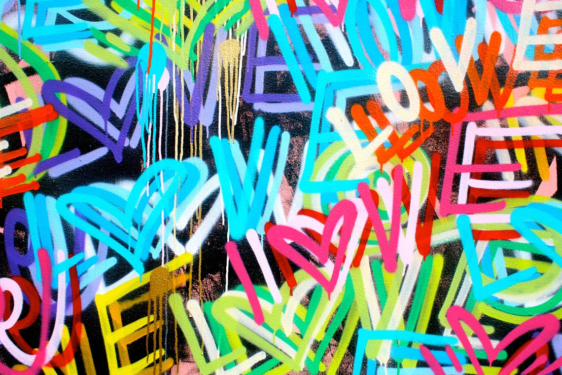 FREE SHIPPING Love 121 X 41 Inches Peace Street Art Graffiti - Etsy