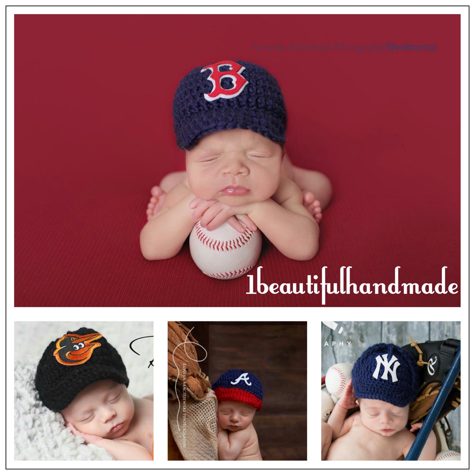 Baby Baseball Team Cap -- Newborn Baseball Cap ,baseball Photo Prop ...
