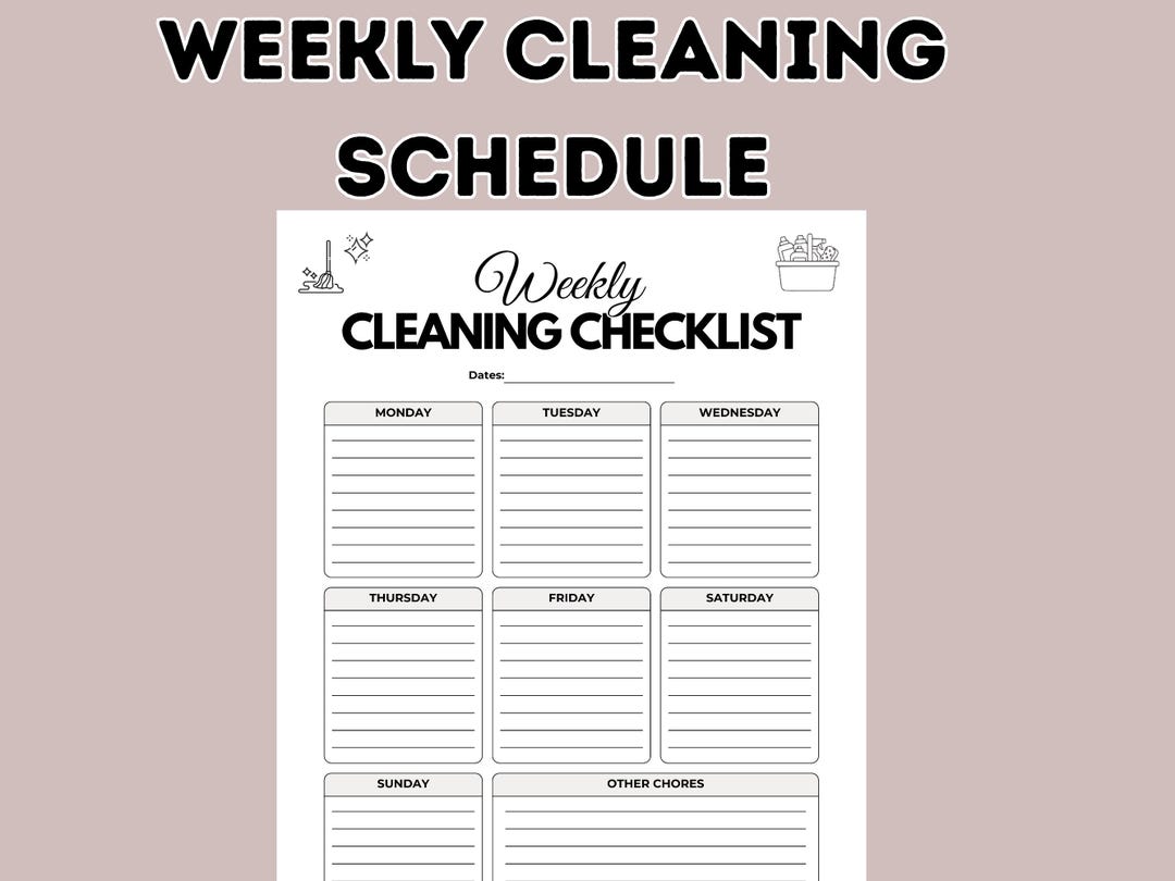 Weekly Cleaning Schedule Printable, Planner, House Chore Checklist PDF ...
