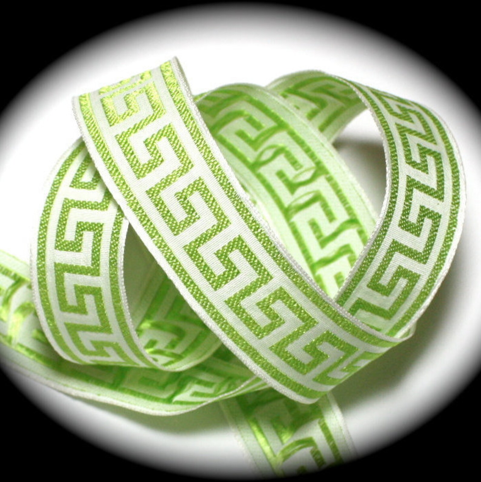 Ribbon 1 1/2 X 2 Y Vintage Greek Key Ribbon Lime and - Etsy