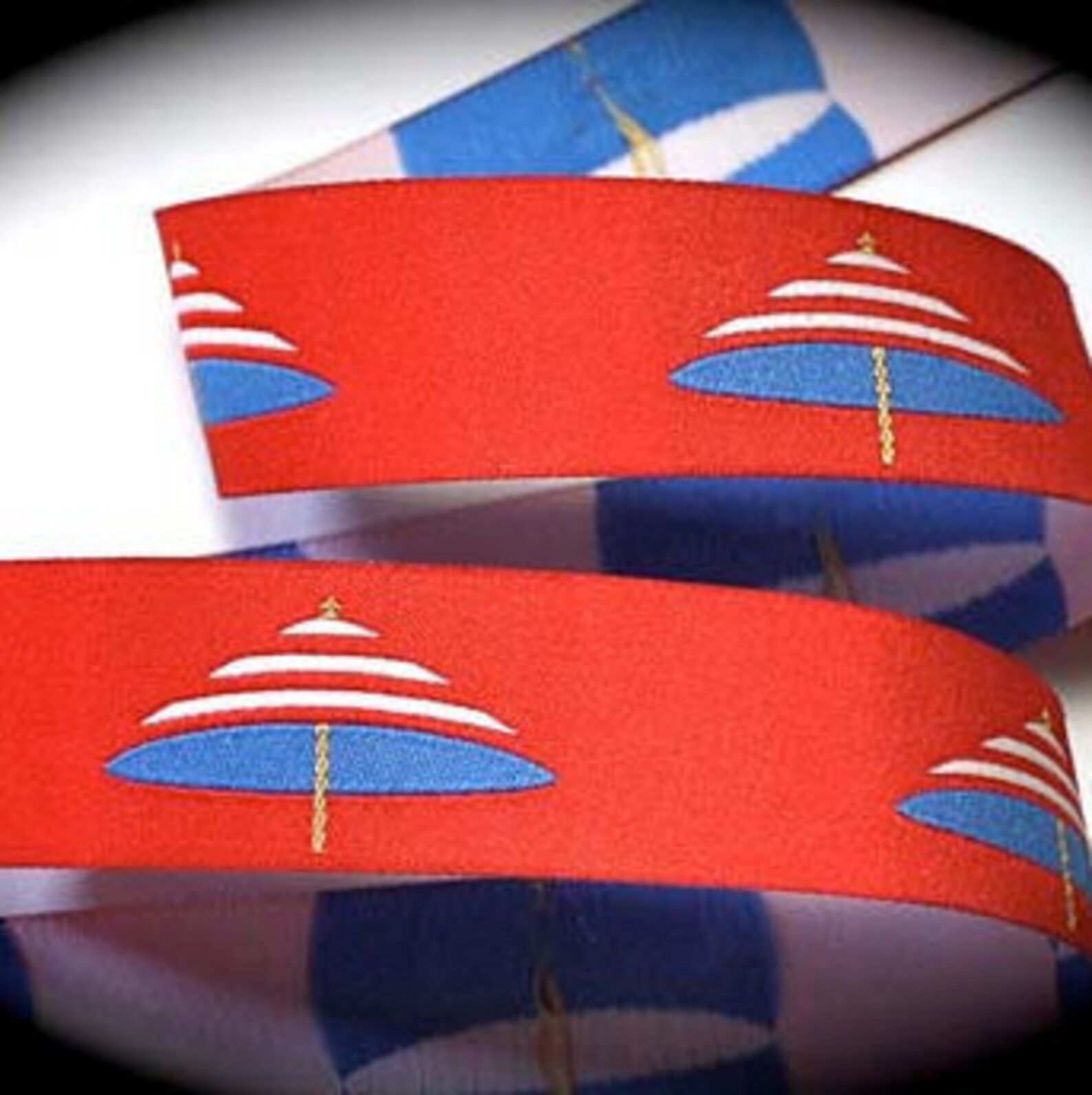 Beach Ribbon 1 X 3 or 5 Y Red Blue and White Woven - Etsy