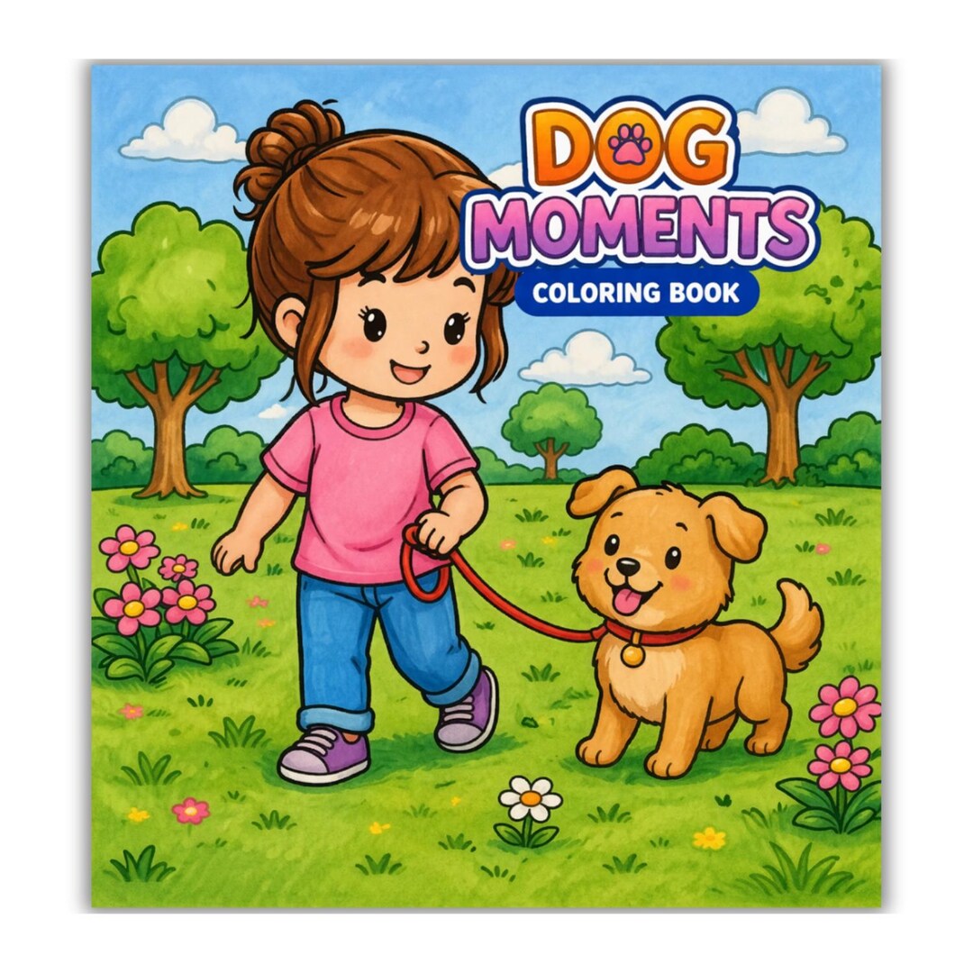 Dog Coloring Book for Kids | Girl & Puppy Scenes | 10 Pages | Printable ...