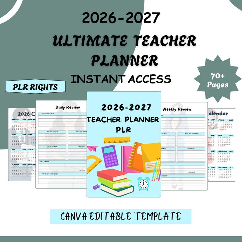 Teacher Planner 2026-2027 Digital Canva Editable, Lesson Planner ...