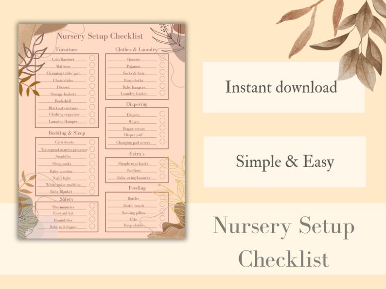 Minimalist Nursery Setup Checklist, Baby Essentials Planner (digital ...