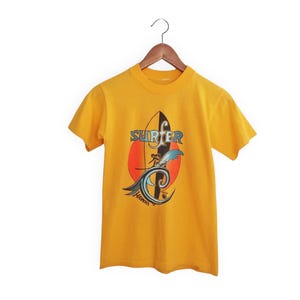 Vintage Surf Shirt / 70s T Shirt / 1970s Hawaii Surfer Yellow Cotton ...