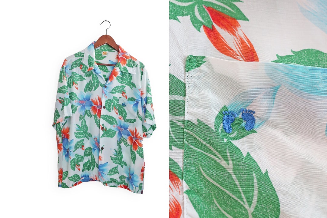Vintage Hawaiian Shirt / Hang Ten Shirt / 1970s Hang Ten Aloha Hawaiian ...