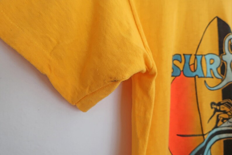 Vintage Surf Shirt / 70s T Shirt / 1970s Hawaii Surfer Yellow Cotton ...