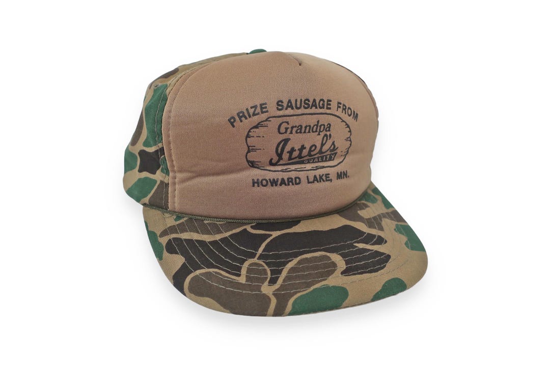 Vintage Camo Hat / Camo Trucker Hat / 1990s Prize Sausage Minnesota ...