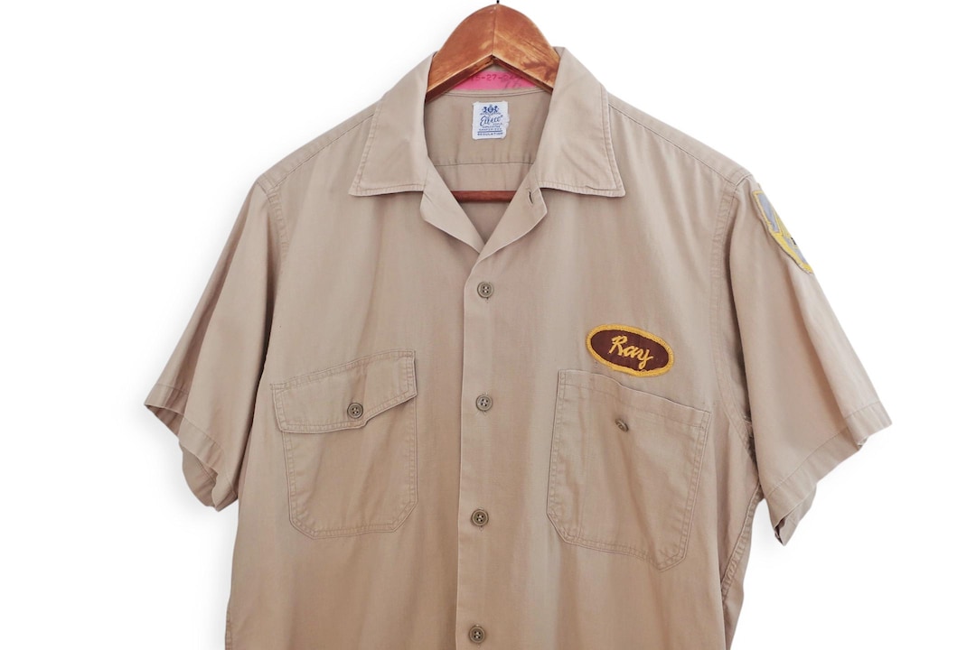 Vintage Work Shirt / 60s Workwear / 1960s Sanforized Cotton Button up ...
