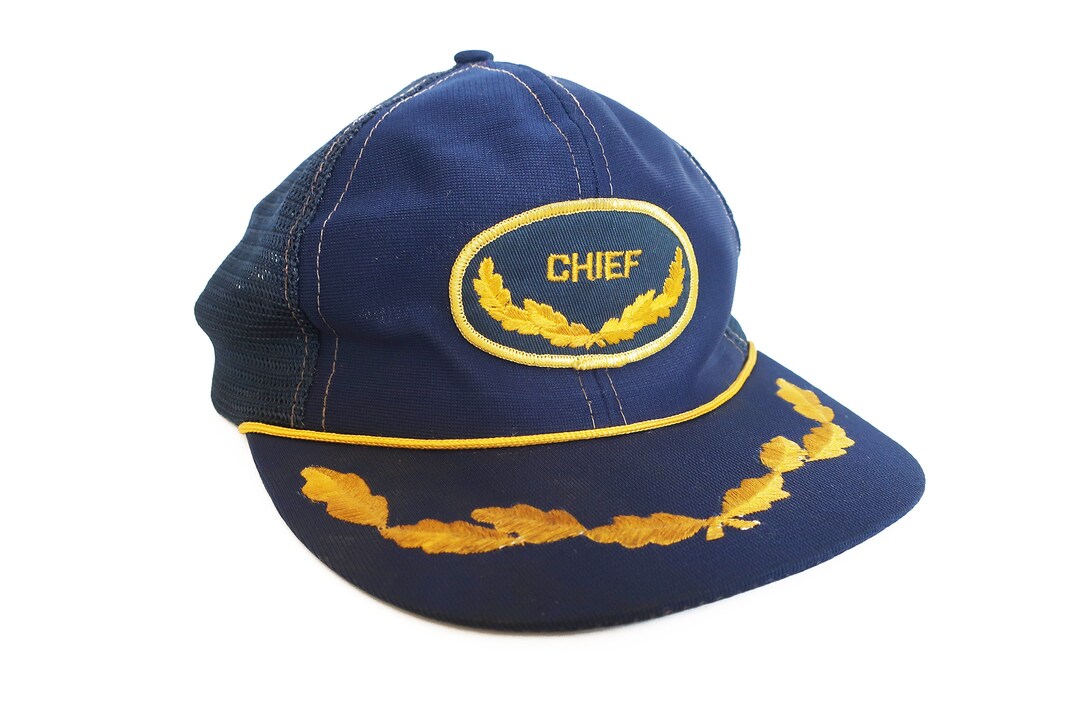 Vintage Trucker Hat / Chief Hat / 1980s Chief Patch Captain Admiral ...