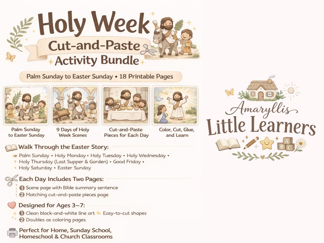 Holy Week Cut and Paste Activity for Kids | Easter Bible Craft ...
