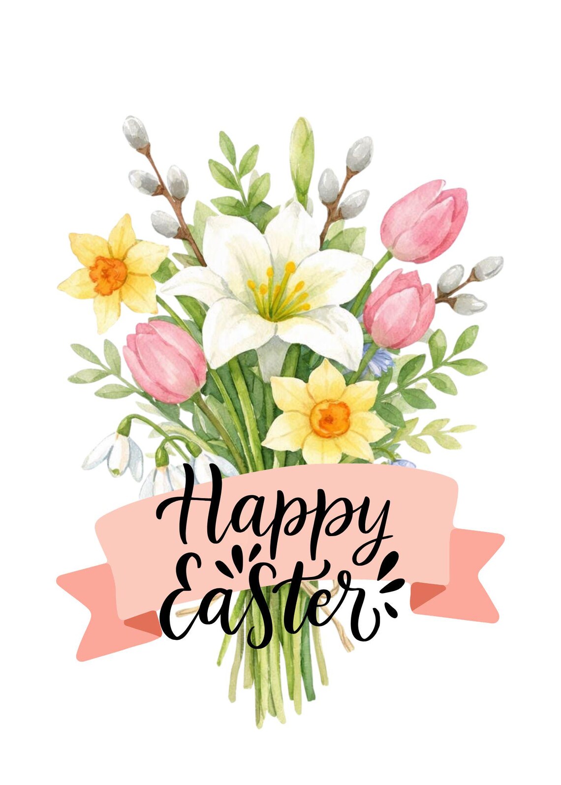 Printable Easter Card, Digital Happy Easter Greeting, Instant Download ...
