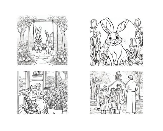 Printable Easter and Spring Adult and Children Coloring Pages - Etsy