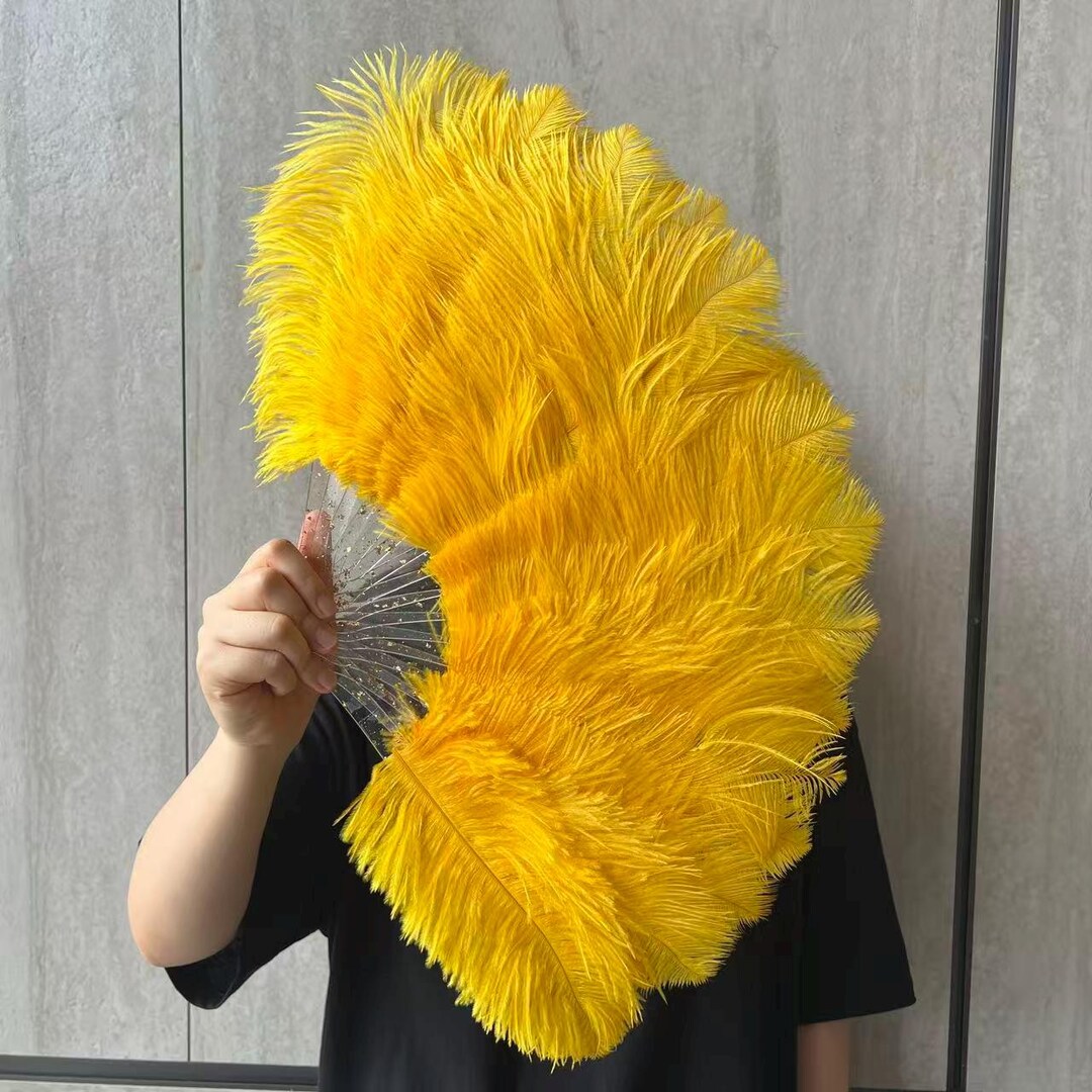 Gold Leaf Burlesque Dance Ostrich Feather Fan Home Decor Fans - Etsy