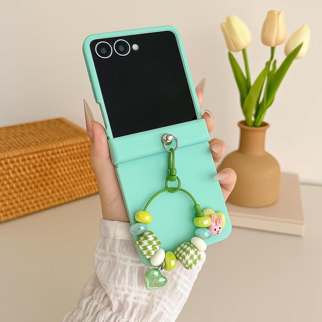 Bunny Galaxy Z Flip Case Set: Soft-touch Cover, Hinge Protector & Chain ...