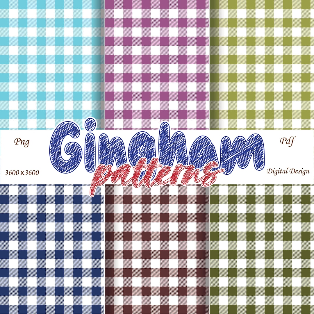 24 Muted Gingham Digital Paper Pack | Pastel Check Pattern | Scrapbook ...
