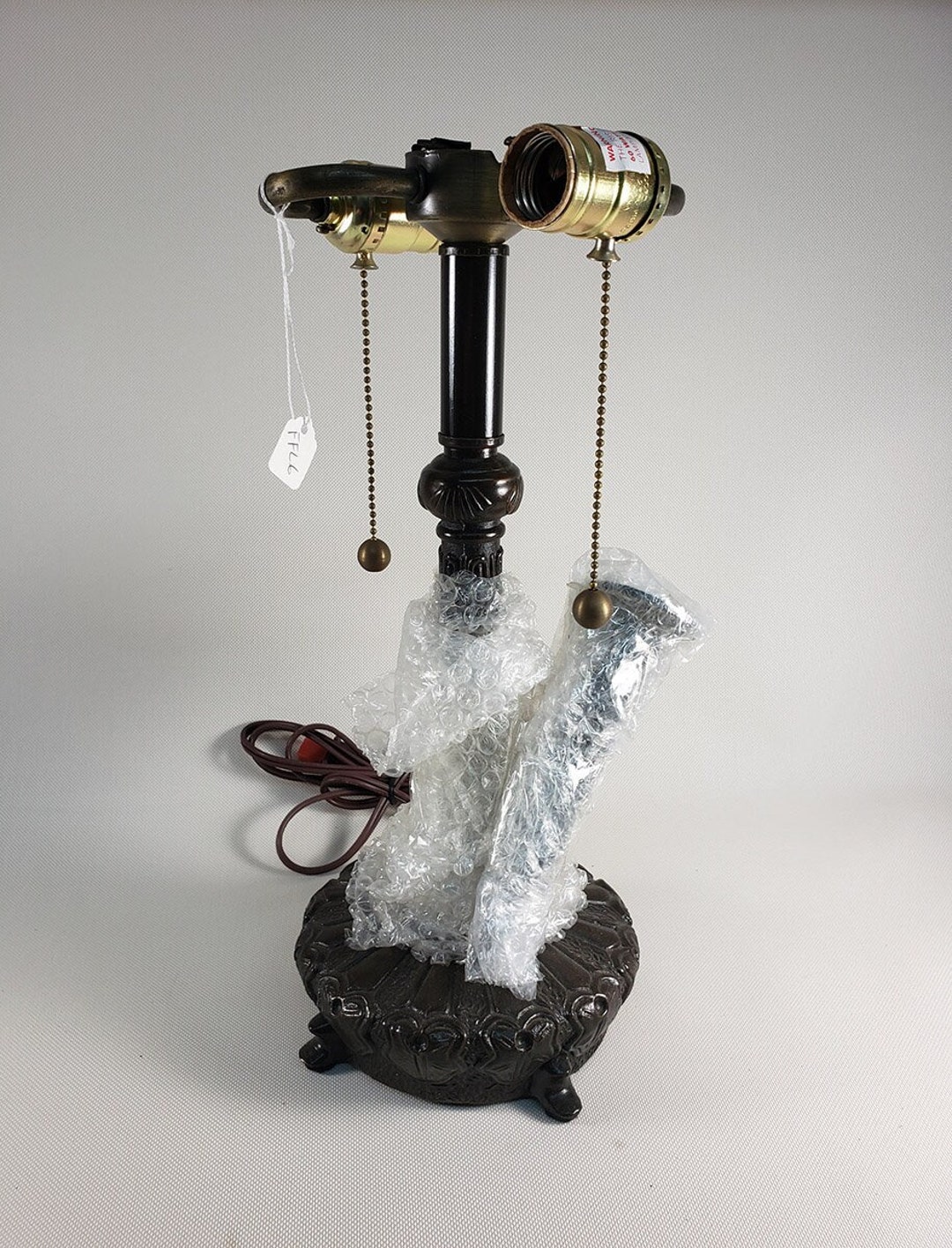 Vintage Double Light Lily Pad Lamp Base for Stained Glass Lamp, 22 ...