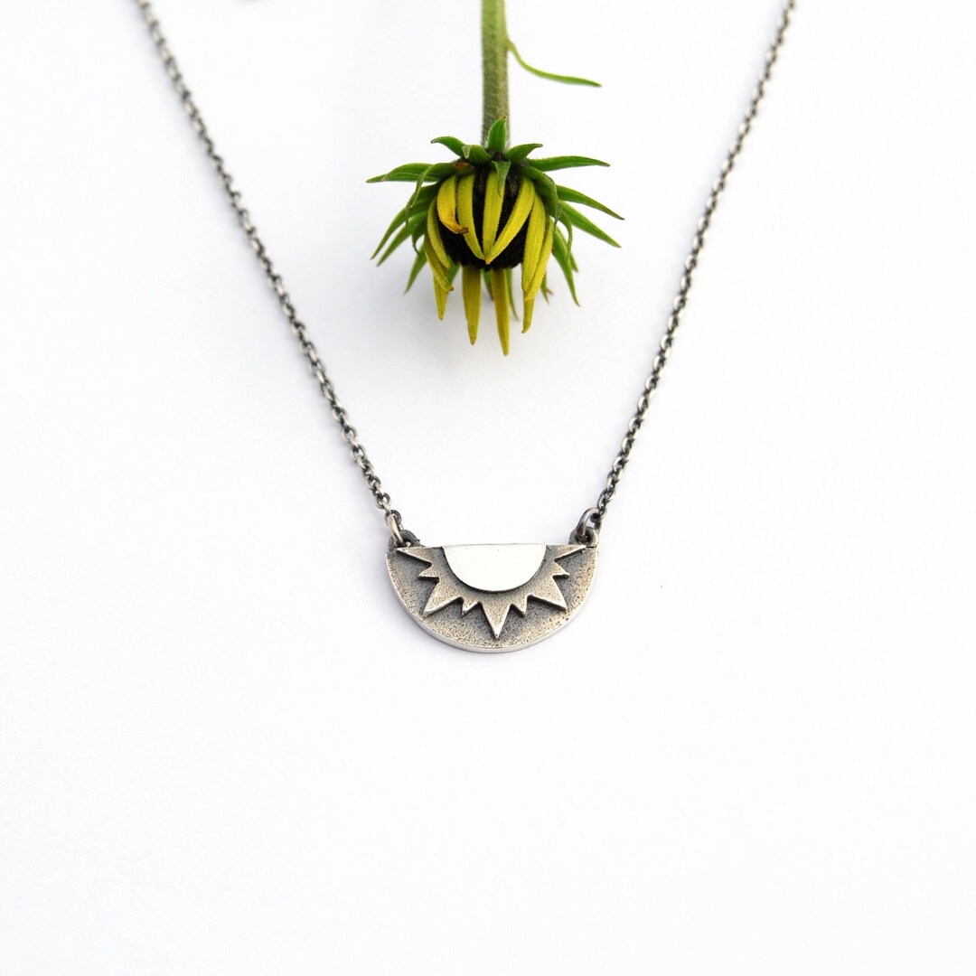 Sunrise Necklace Silver Sun Necklace Sun Jewelry Silver - Etsy