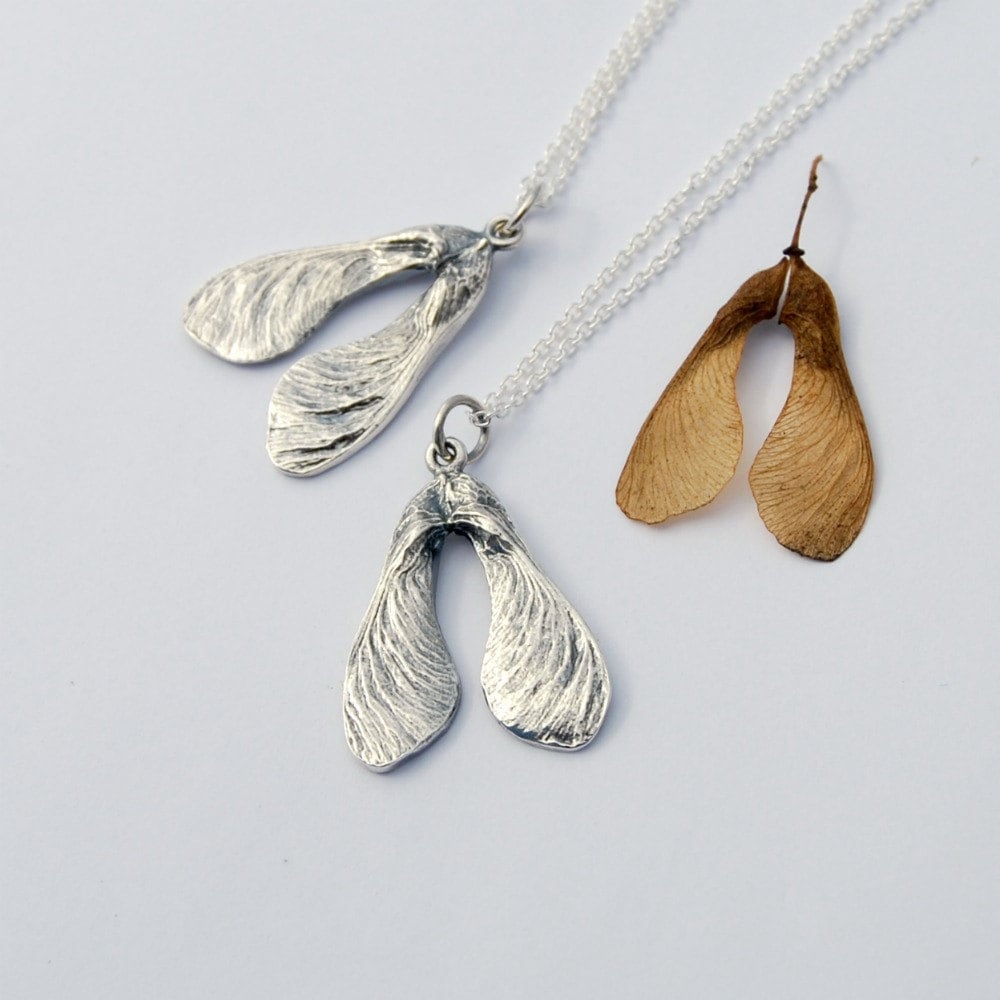 Disamara Necklace - Maple Seed Necklace - Silver Maple Seed - Samara ...