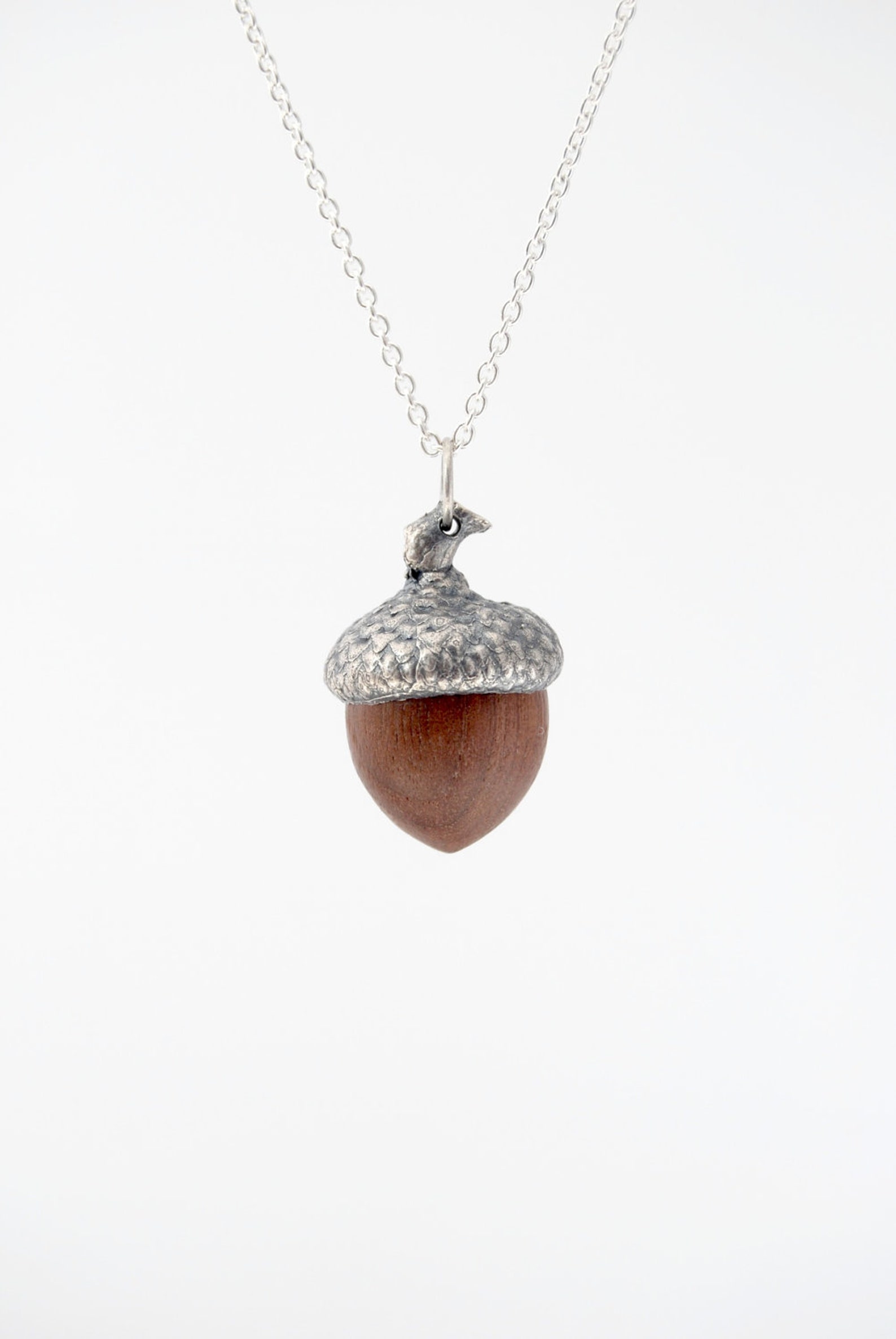 Acorn Necklace Sterling Silver Acorn Silver and Wood Acorn - Etsy