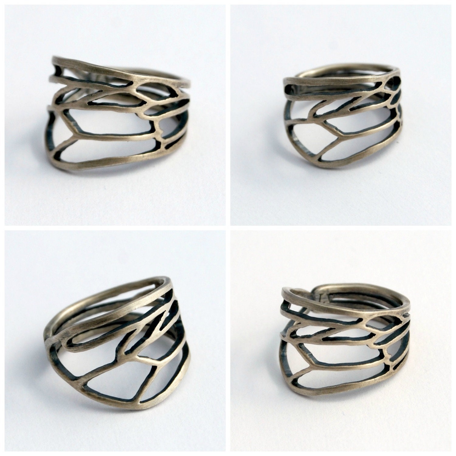Bee Wing Ring Sterling Silver Wide Honey Bee Wing Band | Etsy Canada