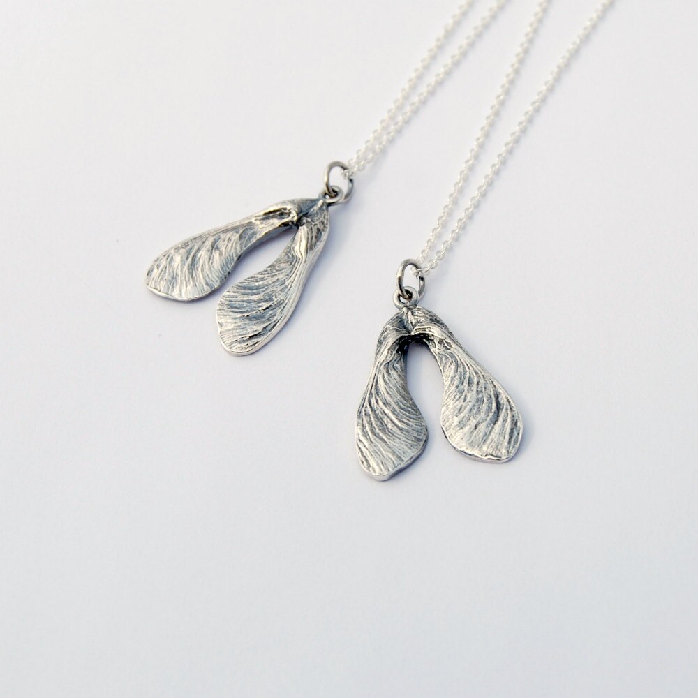 Disamara Necklace - Maple Seed Necklace - Silver Maple Seed - Samara ...