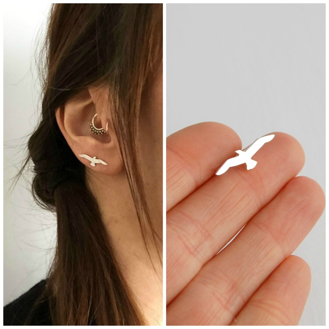 Bird Ear Climber- Silver Bird Earrings - Silver Ear Climbers - Bird ...