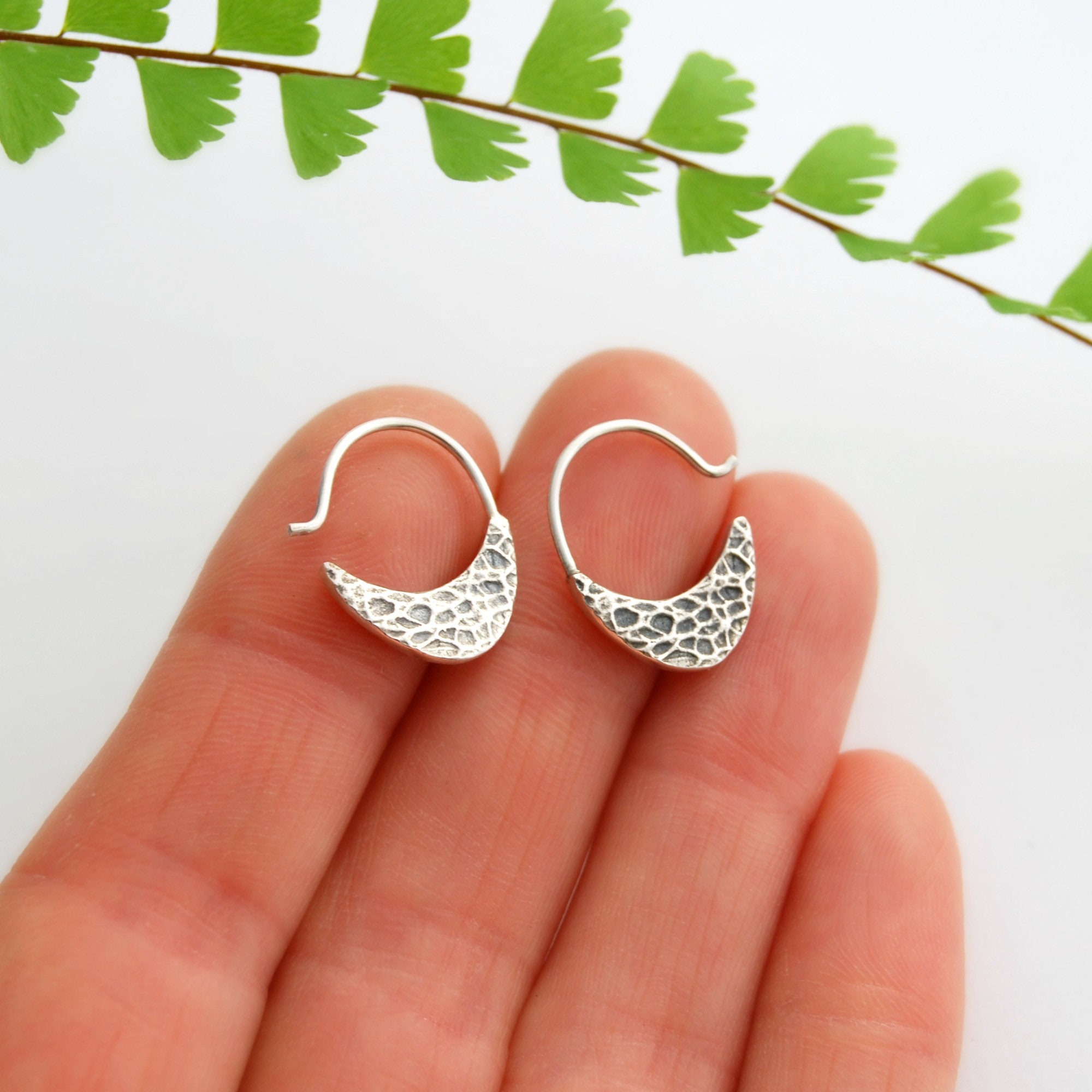 Small Textured Hoops - Etsy