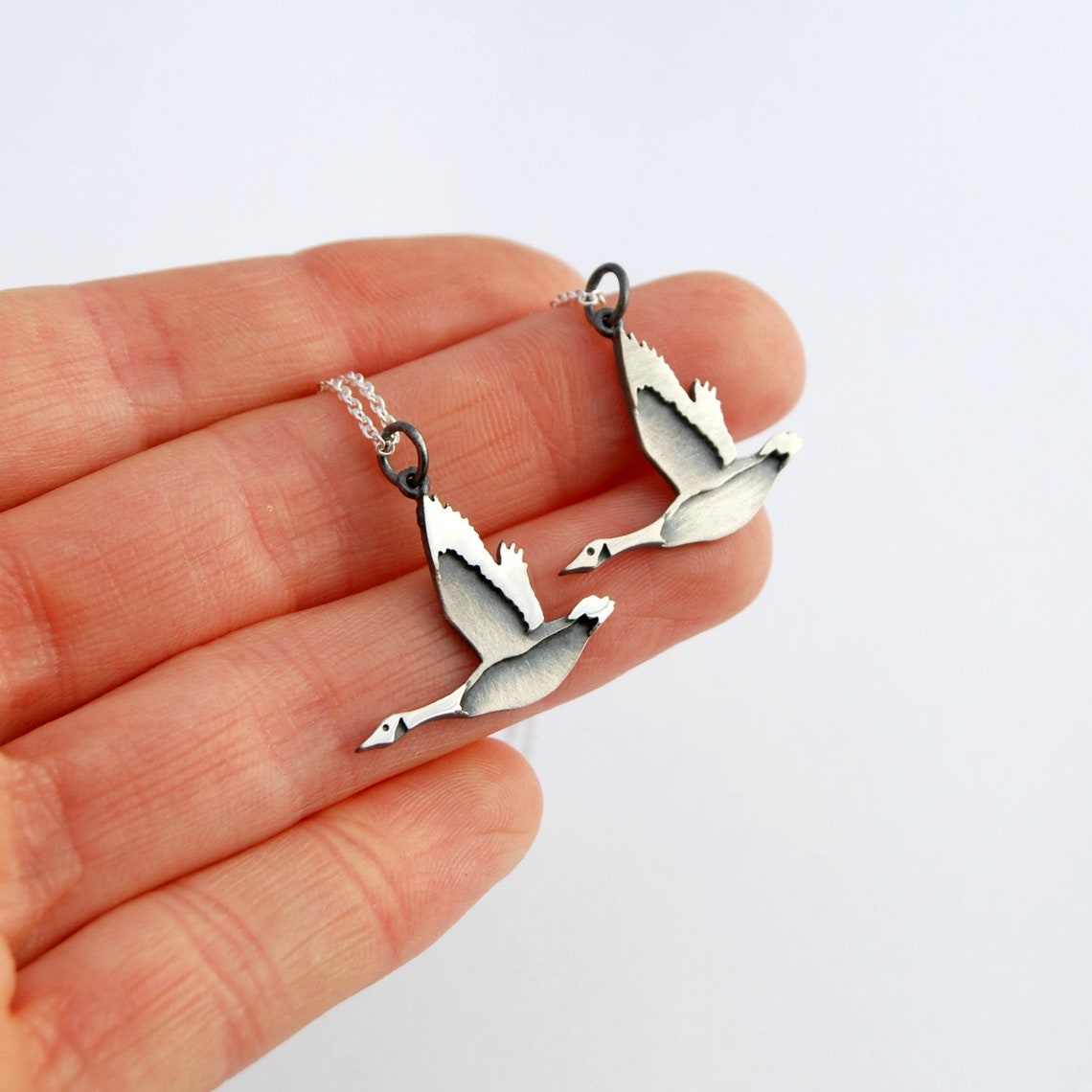 Goose necklace sterling silver migrator necklace | Etsy