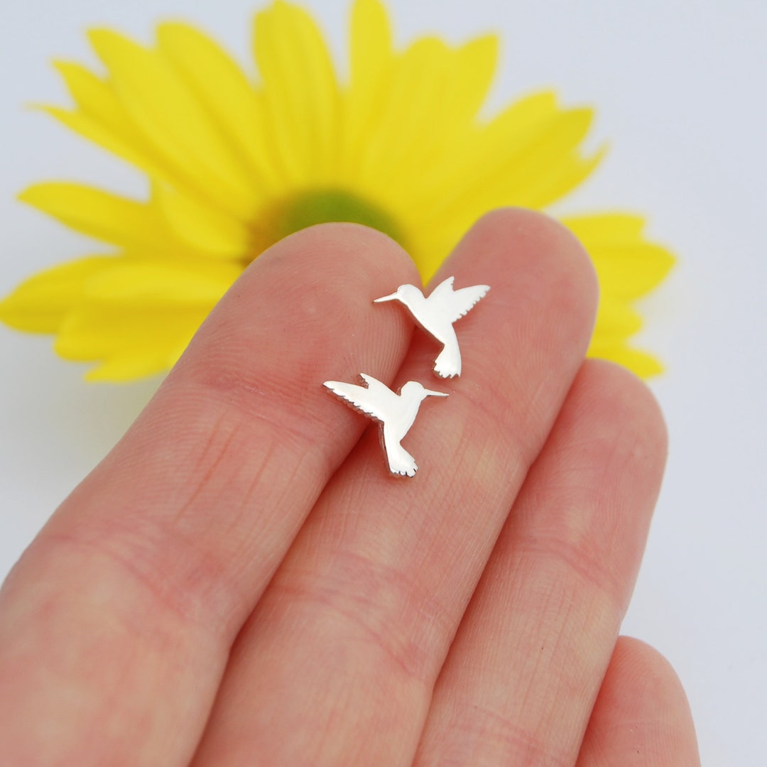 Hummingbird Earrings - Sterling Silver Hummingbirds - Hummingbird Studs ...