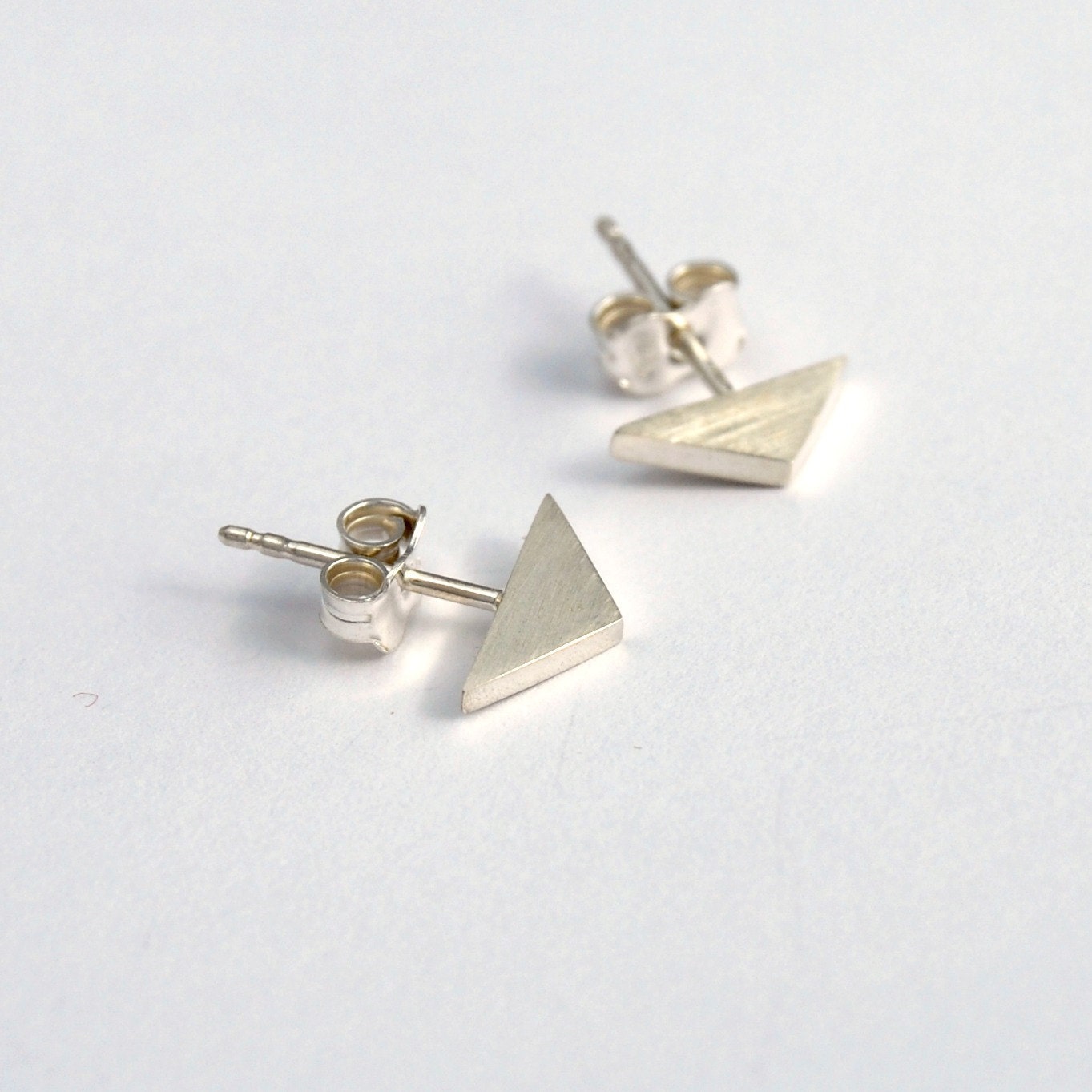 Triangle Studs Sterling Silver Spike Studs Minimalist Jewelry | Etsy