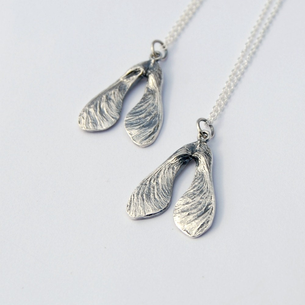 Disamara Necklace - Maple Seed Necklace - Silver Maple Seed - Samara ...