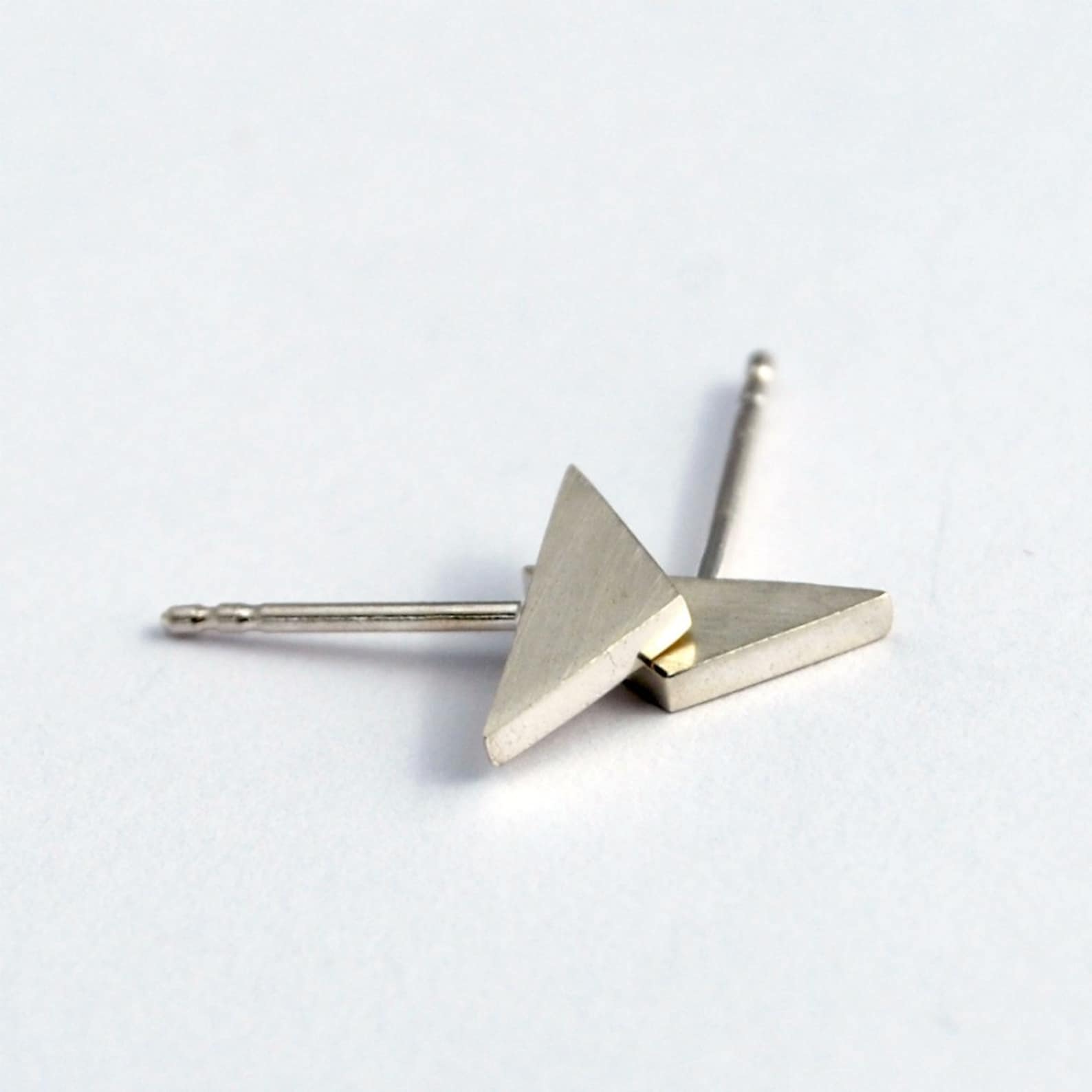 Triangle Studs Sterling Silver Spike Studs Minimalist Jewelry - Etsy