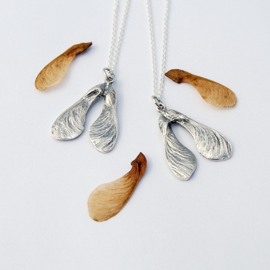 Disamara Necklace - Maple Seed Necklace - Silver Maple Seed - Samara ...