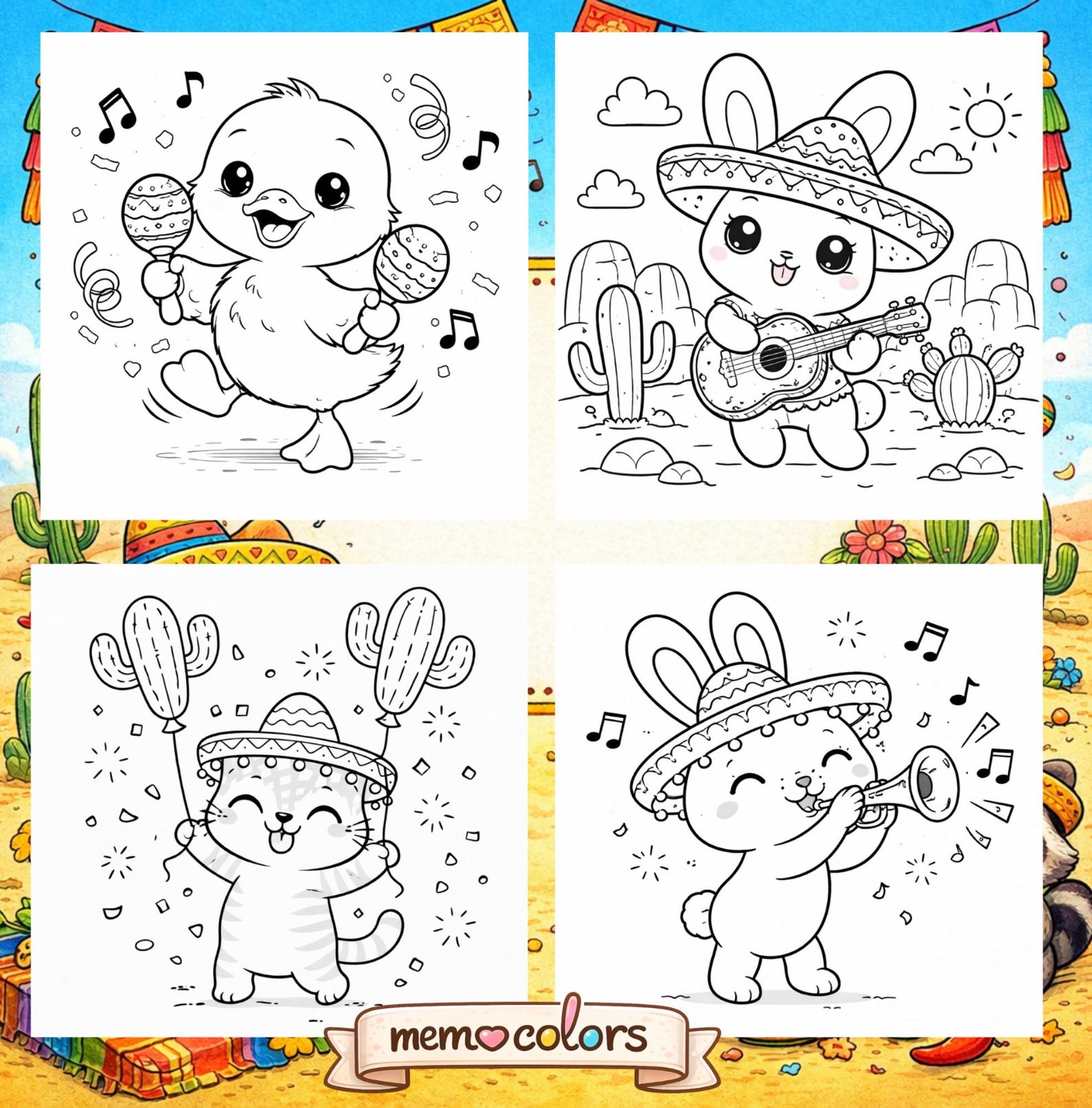 Fiesta Coloring Pages Printable, Cinco De Mayo Coloring Book PDF ...