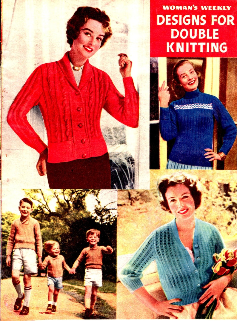Womens Weekly Double Knitting Book - 1960s Mag Insert - Family Knitting ...