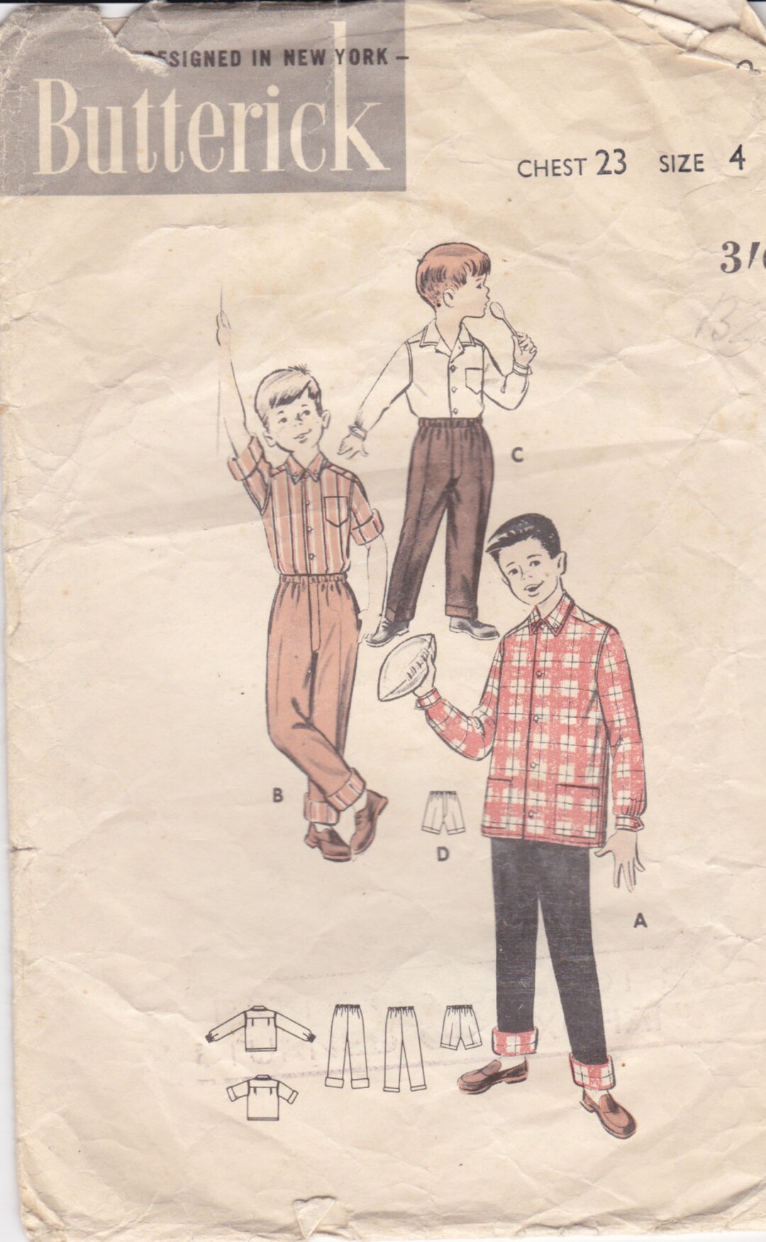 1950s Butterick Boys Slack Suit Sewing Pattern No. 8693 - Size 4 - Etsy