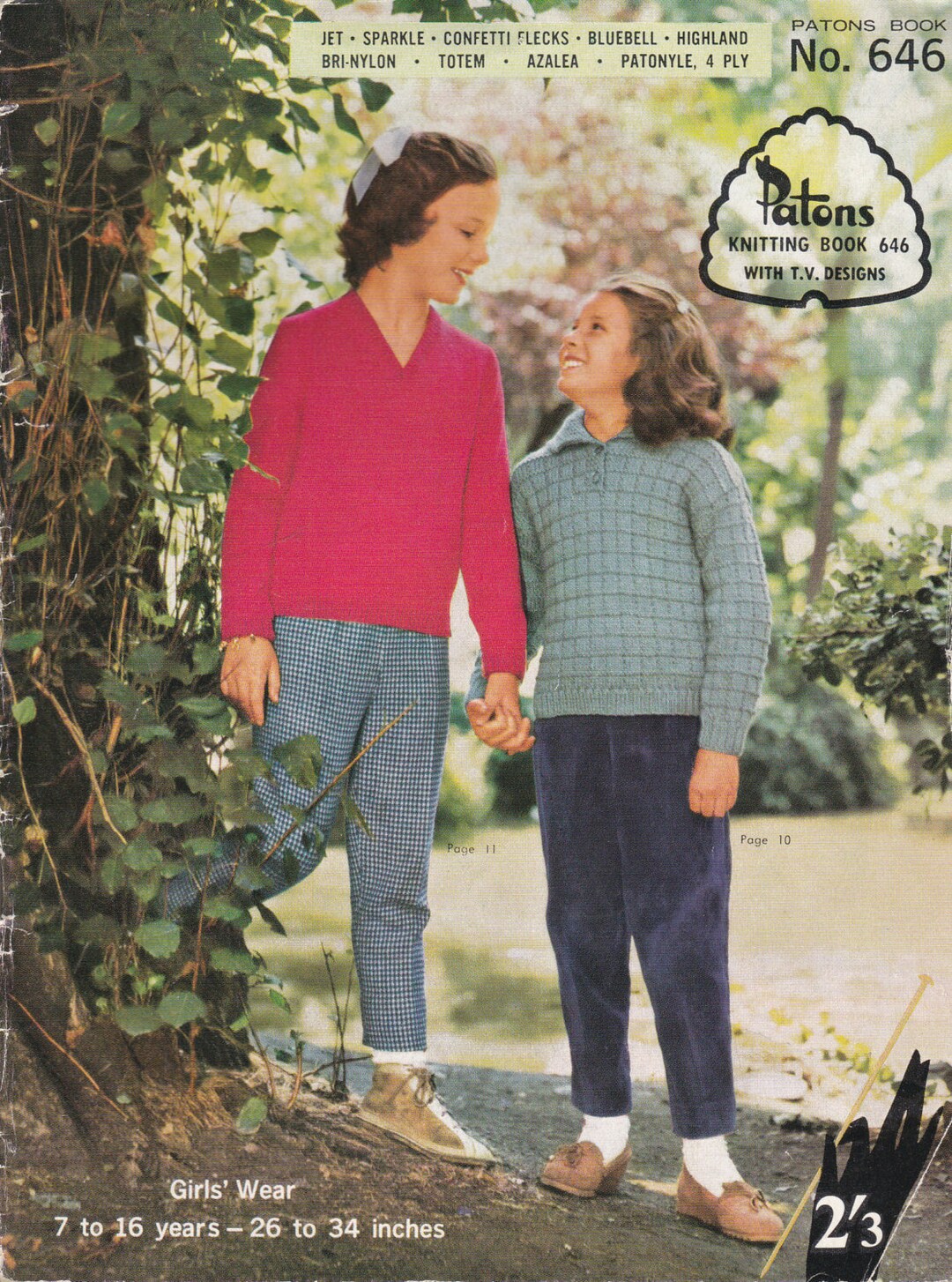 Paton's Knitting Pattern No 646 for Girls Wear Jumpers and Cardigans ...