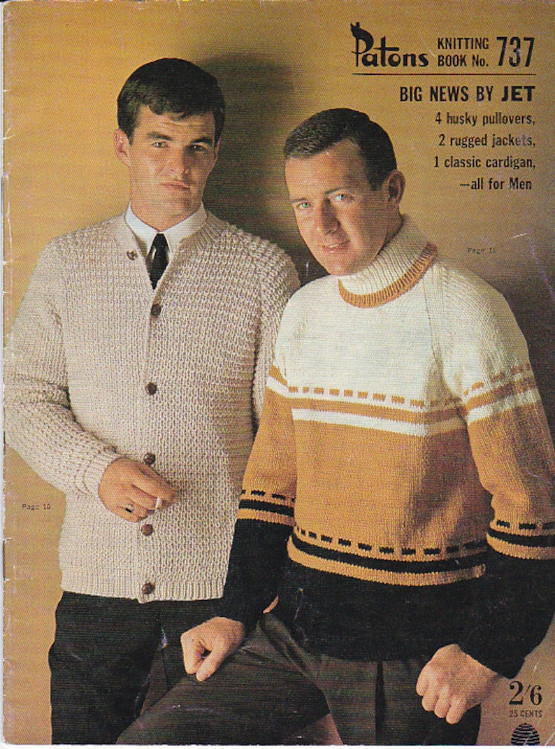 On Sale Vintage 1960s Knits for Men Vintage Knitting Book - Etsy