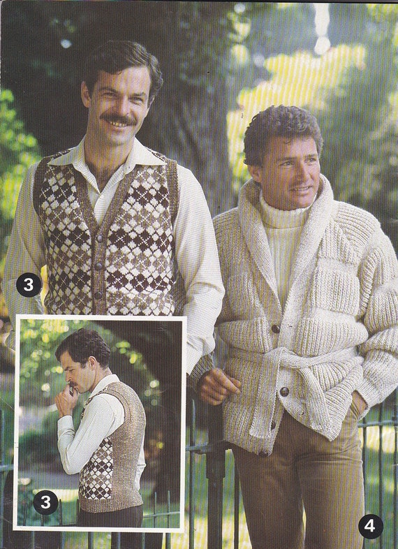 Kits & How To Jet Bluebell Patons Knitting Pattern No 594 for Men in ...