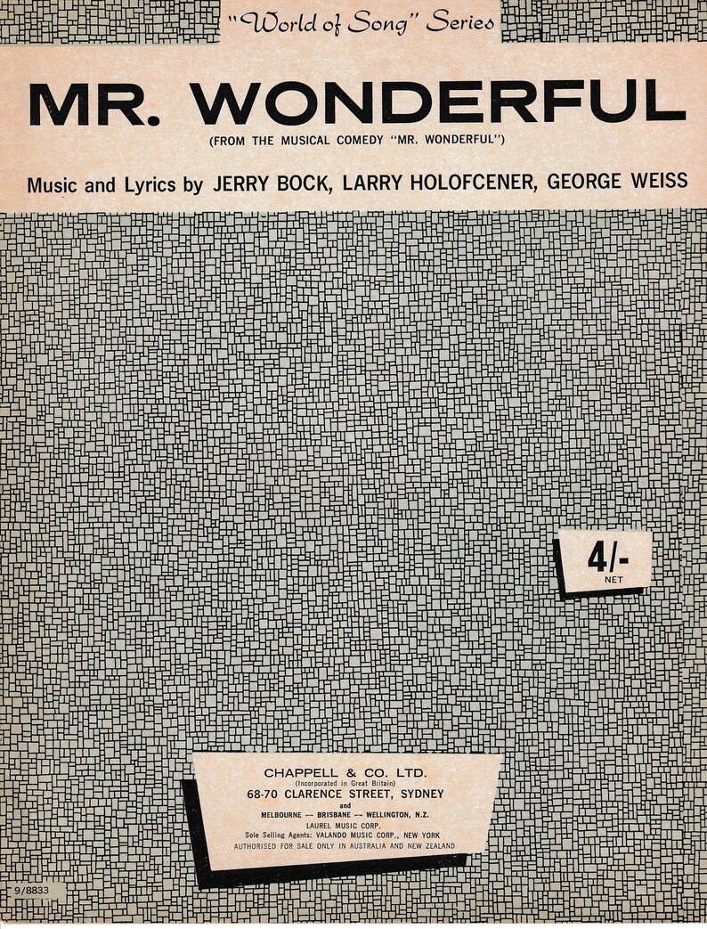 Mr Wonderful - Music Sheet - Vintage 1950s - Etsy