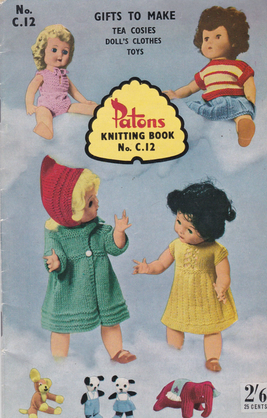 1960's Vintage Patons Knitting Pattern Book C 12 Dolls - Etsy